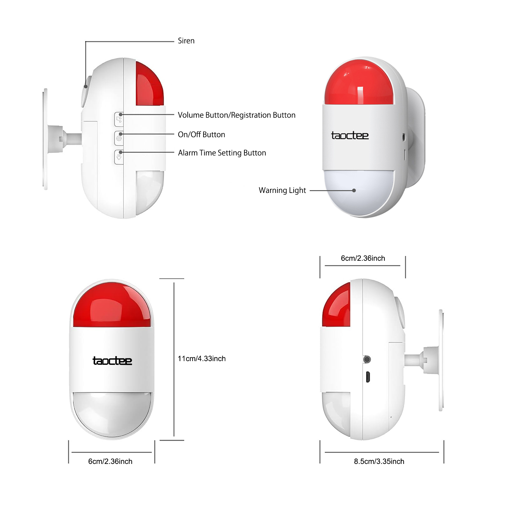 taoctee Strobe Siren Panic Alarm System Buttons with Strobe Remote ...